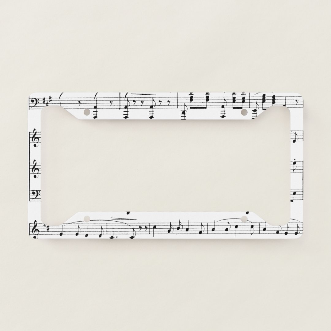 White Sheet Music License Plate Frame | Zazzle