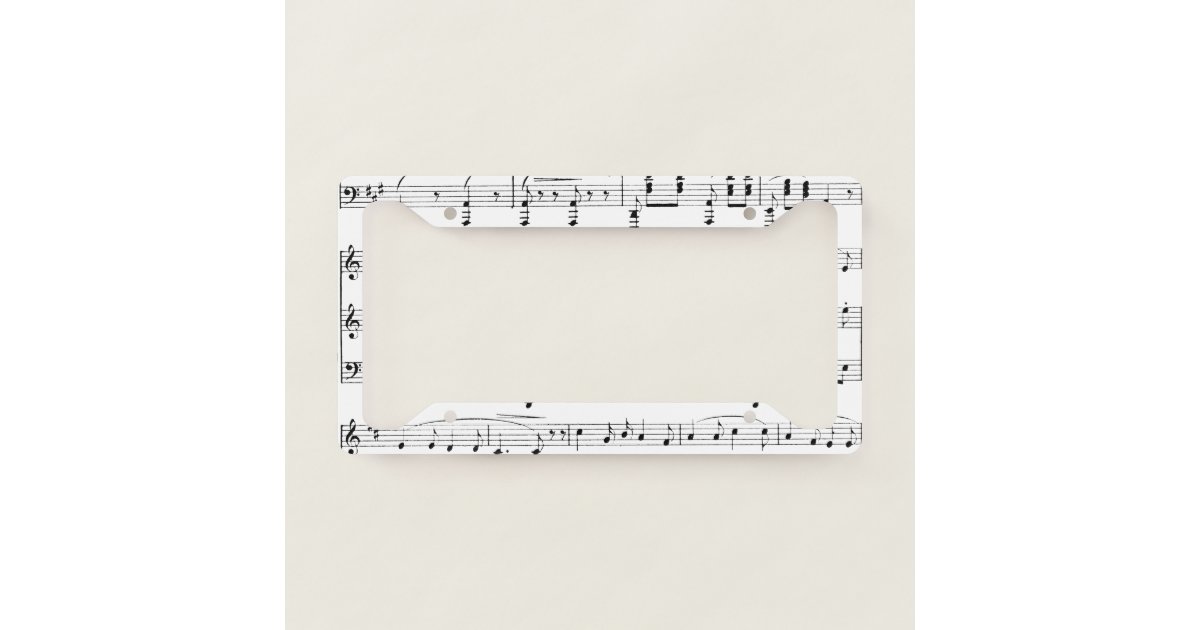 White Sheet Music License Plate Frame | Zazzle