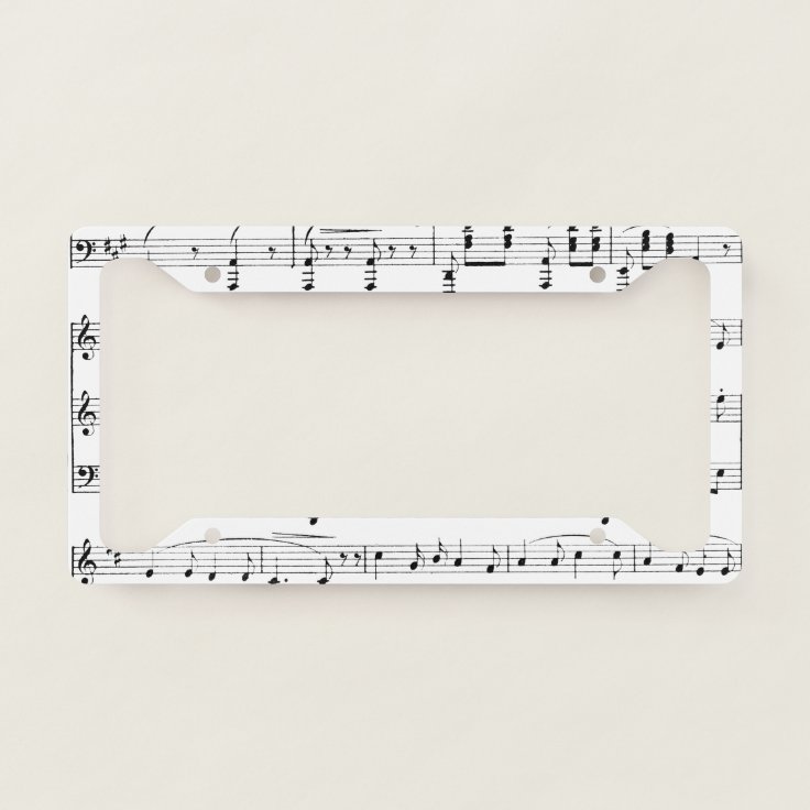 White Sheet Music License Plate Frame | Zazzle