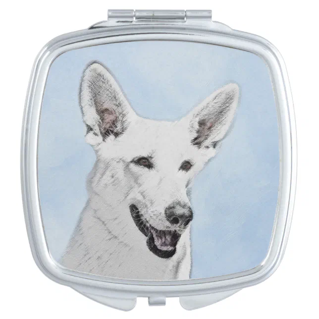 White Shepherd Painting - Cute Original Dog Art Compact Mirror | Zazzle