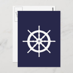 White ship's wheel. postcard | Zazzle