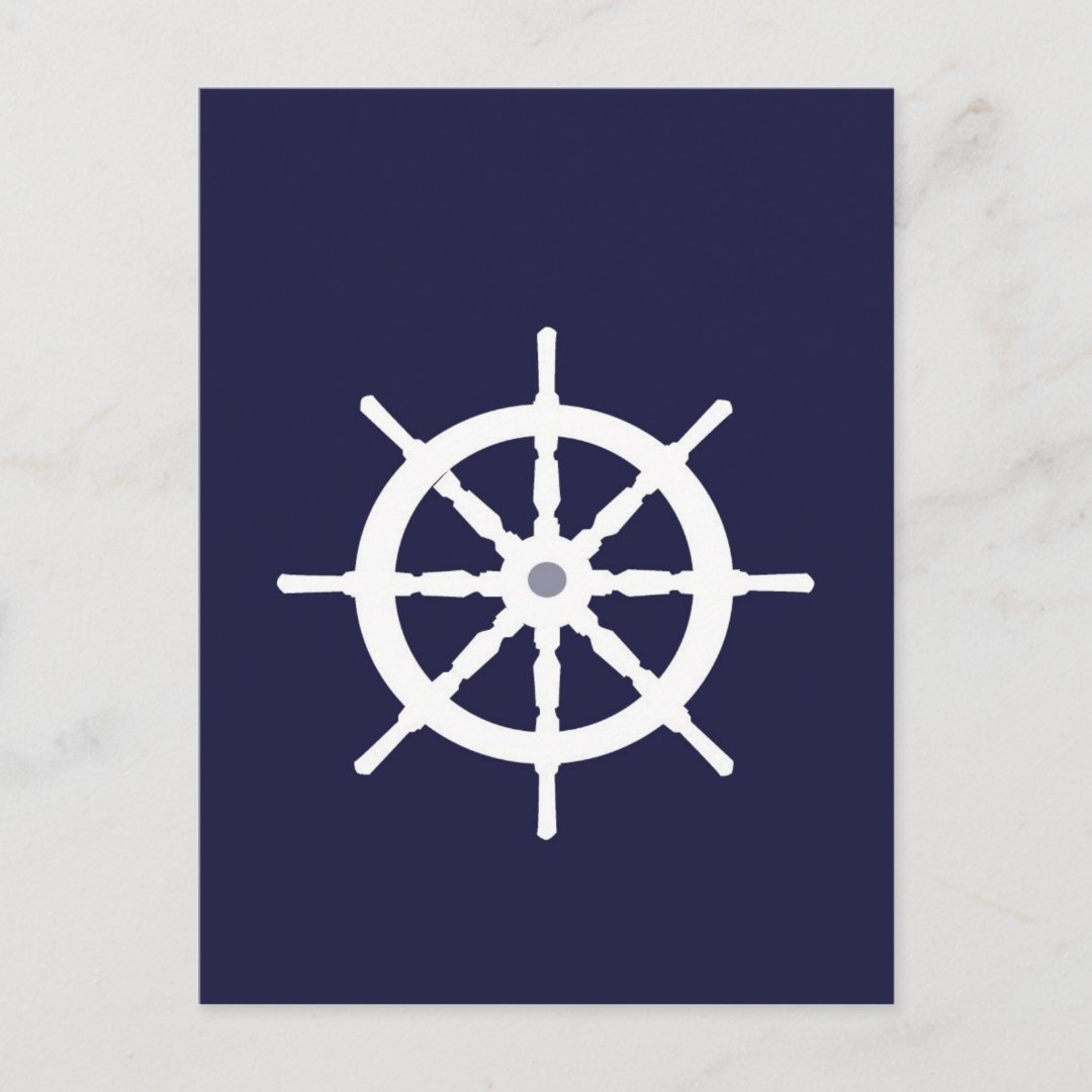 White ship's wheel. postcard | Zazzle