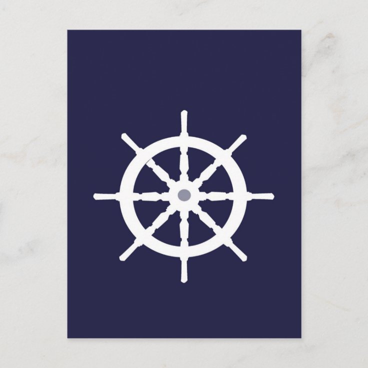 White ship's wheel. postcard | Zazzle