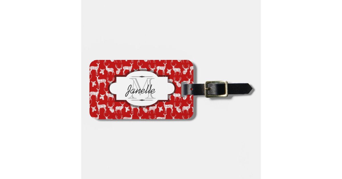 White Silhouette Deer on Red Luggage Tag | Zazzle White Silhouette Deer on Red Luggage Tag | Zazzle