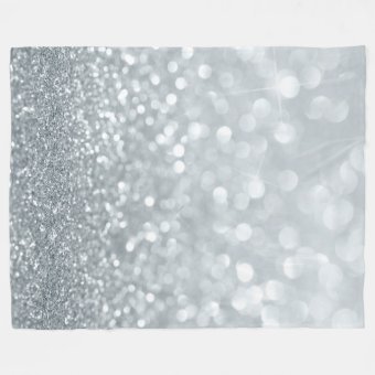 White Silver Glitter Bokeh Glam Trendy Sparkle Fleece Blanket | Zazzle