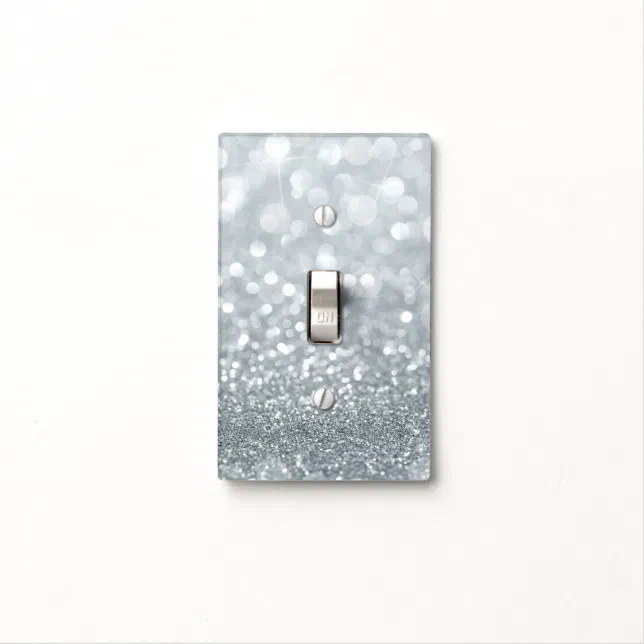White Silver Glitter Bokeh Glam Trendy Sparkle Light Switch Cover | Zazzle