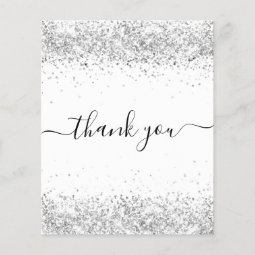 White silver glitter budget thank you card | Zazzle