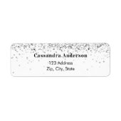 White silver glitter return address label | Zazzle