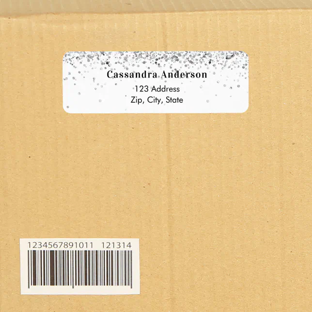 White silver glitter return address label | Zazzle