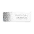 White Silver Glitter Wedding Return Address Label | Zazzle