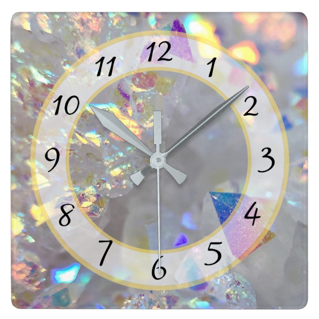 White Silver Metallic Faux Stone Gem Clock | Zazzle