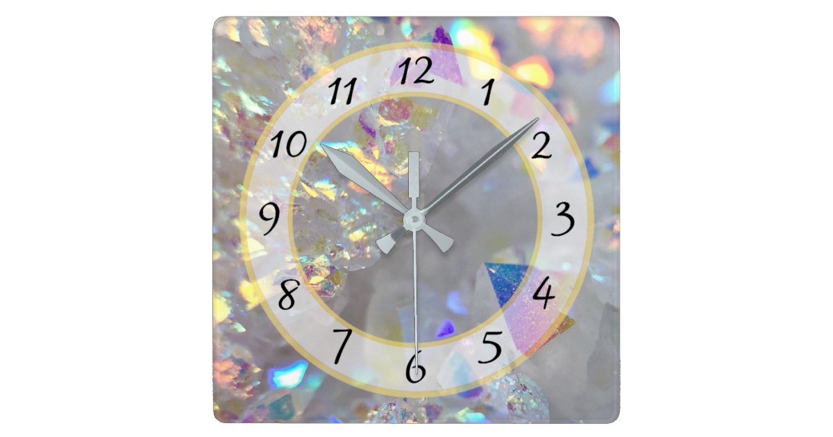 White Silver Metallic Faux Stone Gem Clock | Zazzle.com