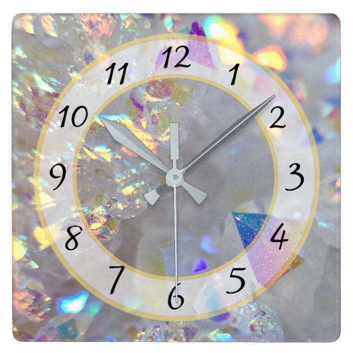 White Silver Metallic Faux Stone Gem Clock | Zazzle.com
