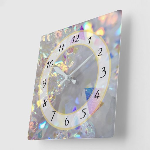 White Silver Metallic Faux Stone Gem Clock | Zazzle