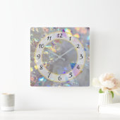 White Silver Metallic Faux Stone Gem Clock | Zazzle