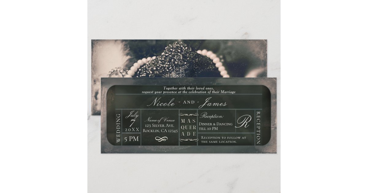 White Silver Sparkle Glitter VIP Ticket Wedding Invitation | Zazzle