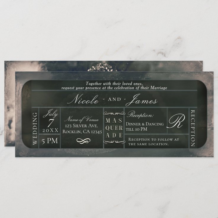 White Silver Sparkle Glitter VIP Ticket Wedding Invitation | Zazzle