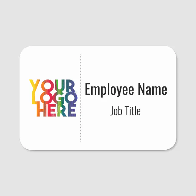 White Simple Business Logo Name Tag | Zazzle
