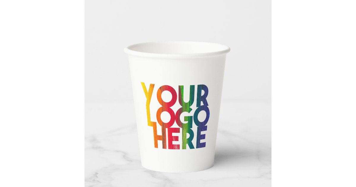 White Simple Business Logo Paper Cups | Zazzle
