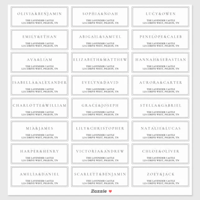 White Simple Formal Wedding Address Sticker | Zazzle