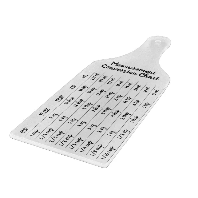 White Simple Measurement Conversion Kitchen Chart Cutting Board | Zazzle
