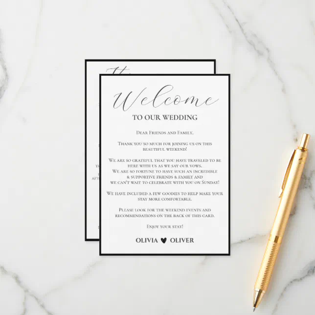 White simple minimalist wedding weekend itinerary enclosure card | Zazzle
