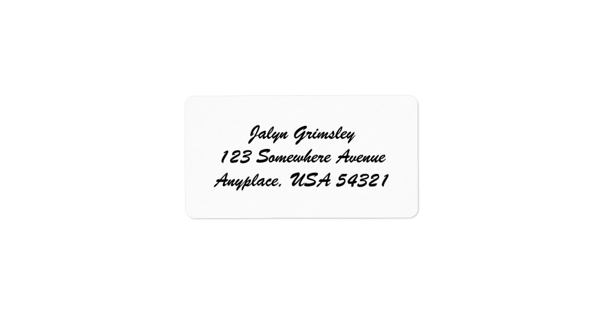White Simple Plain Cursive Address Labels | Zazzle
