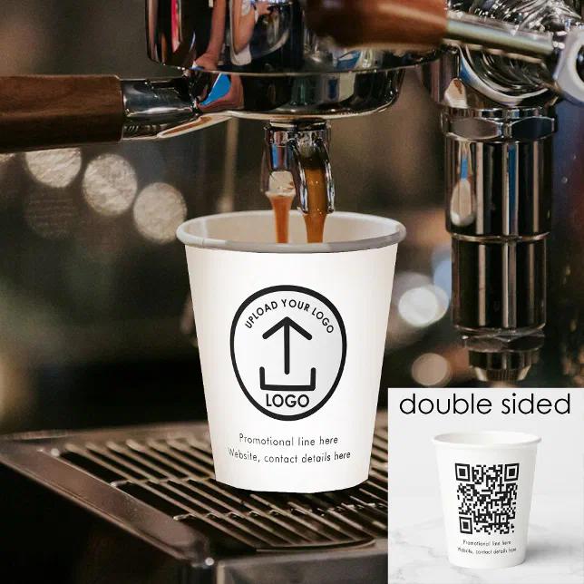 White Simple Professional Business Logo QR Code Paper Cups | Zazzle