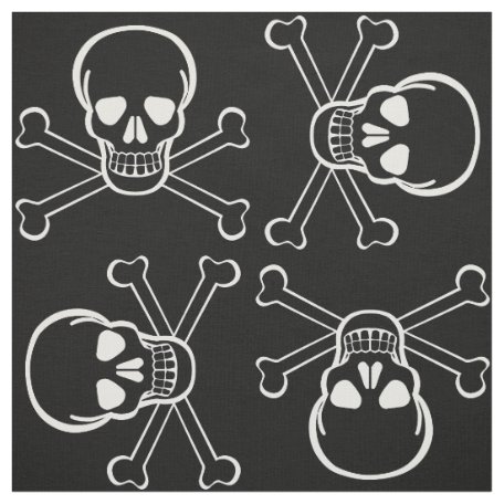 White Skull and Crossbones graphic Pattern Fabric | Zazzle