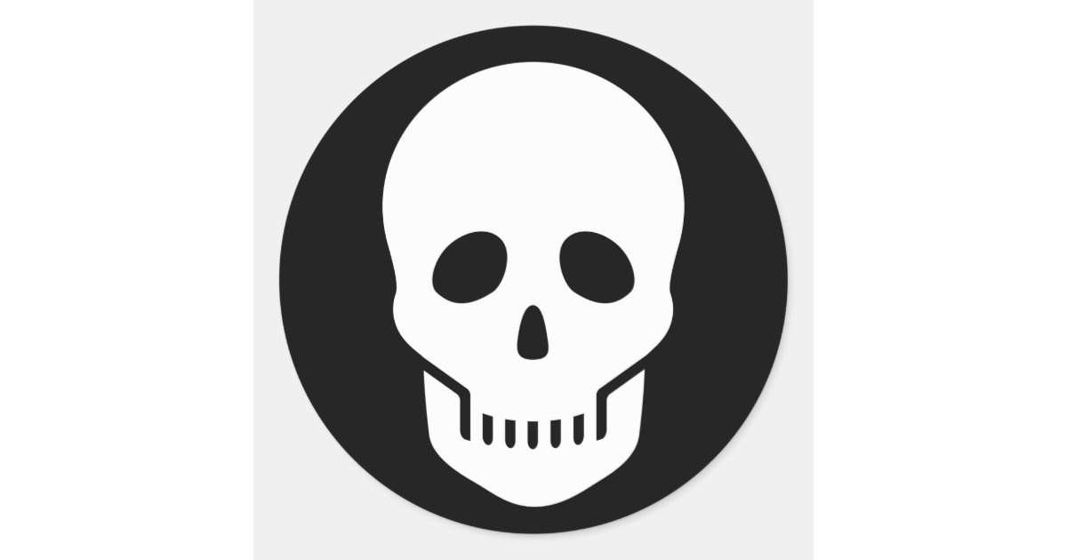 ☠ white skull classic round sticker | Zazzle