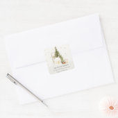 White Snowfall Tree Houses Christmas Address Square Sticker | Zazzle