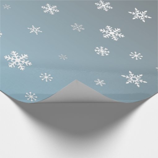 White Snowflakes on Silver Blue Wrapping Paper | Zazzle