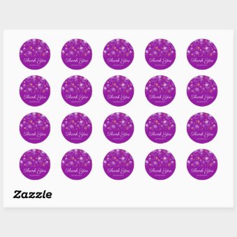 white soap bubbles purple thank you classic round sticker | Zazzle