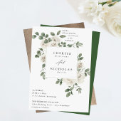 White Soft Floral & Eucalyptus Wedding V2 Invitation | Zazzle