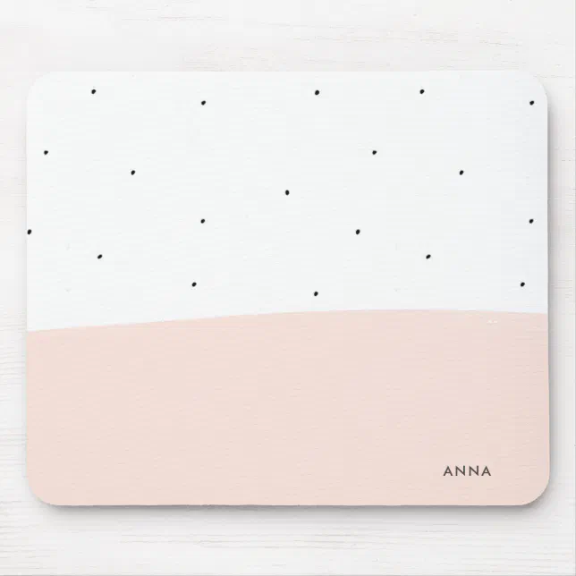 White & soft pink brushstrokes modern design mouse pad | Zazzle