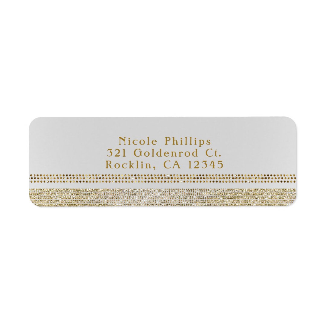 White & Sparking Gold Glam Party Invitation Label | Zazzle