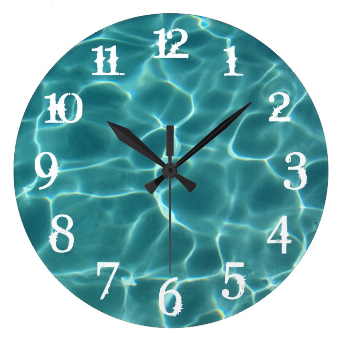 White Splash Numbers Swimming Pool Large Clock | Zazzle.com