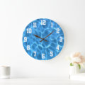 White Sports Numbers Aqua Blue Swimming Pool Photo Large Clock | Zazzle