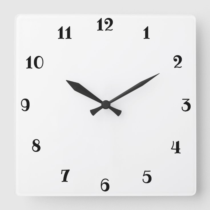 White Square Wall Clock | Zazzle
