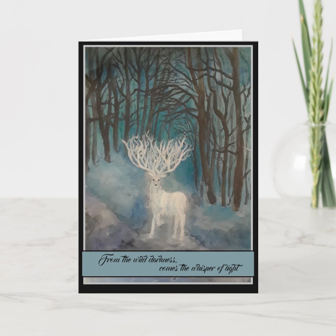 White Stag Winter Solstice Card | Zazzle