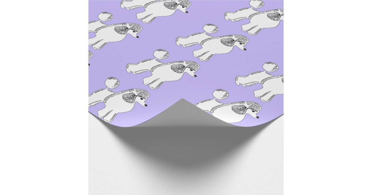 White Standard Poodles Lilac Wrapping Paper | Zazzle