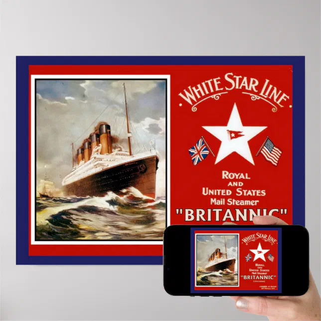White Star Line Britannic Ship Poster | Zazzle