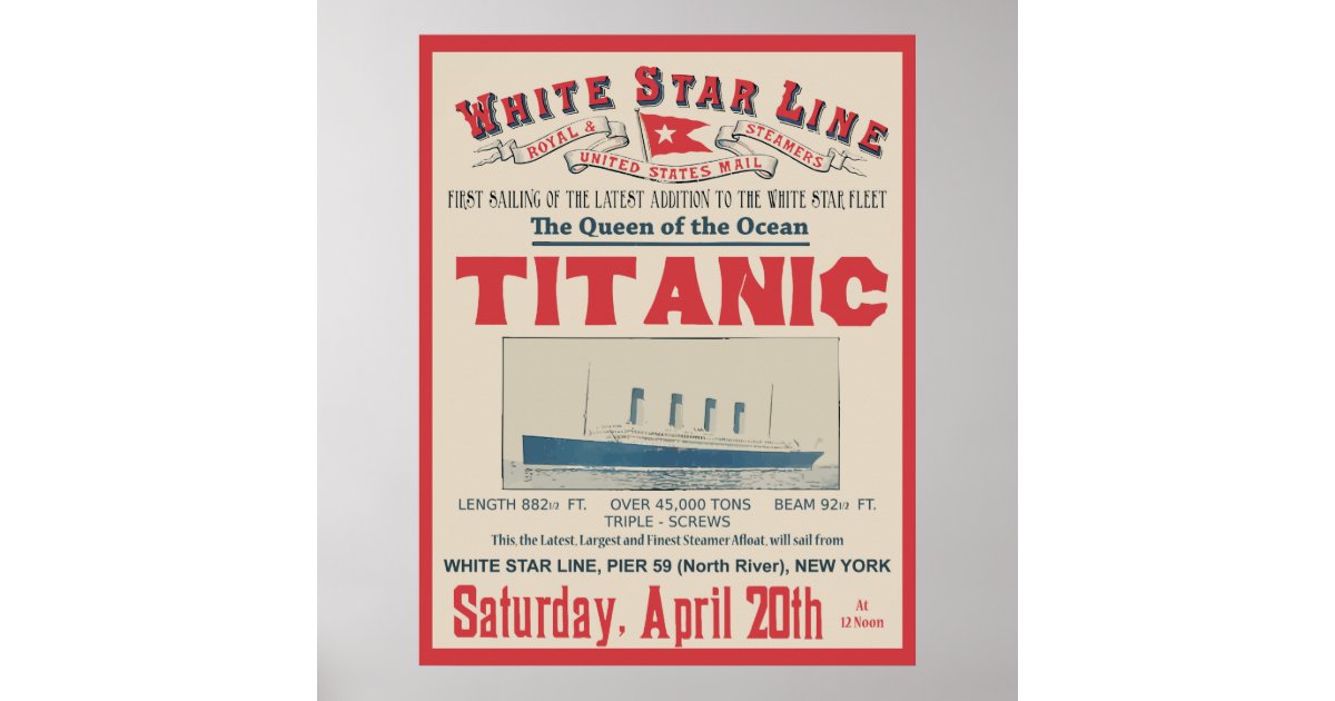 WHITE STAR LINE (Titanic) Poster | Zazzle