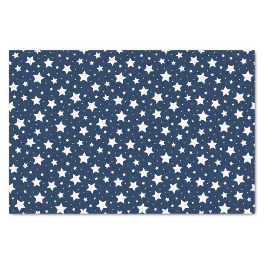 White stars on dark blue background tissue paper | Zazzle.com