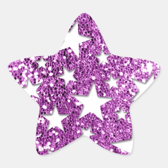 White Stars on Pink Glitter look Star Sticker | Zazzle.com