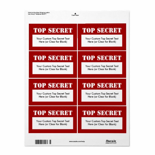 White Stencil Top Secret Fill-In Labels | Zazzle