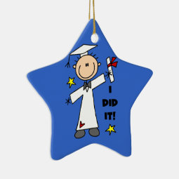White Stick Figure Male Graduate Ceramic Ornament | Zazzle