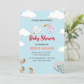 white stork for beautiful baby party invitation | Zazzle