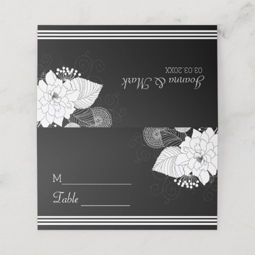 White Stripes And Flowers Place Card | Zazzle