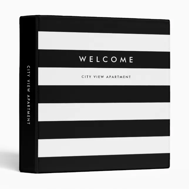 White Stripes Editable Background Colors Welcome 3 Ring Binder | Zazzle